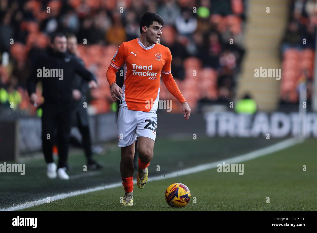 Rob Apter of Blackpool goes forward with the ball during the Sky Bet ...