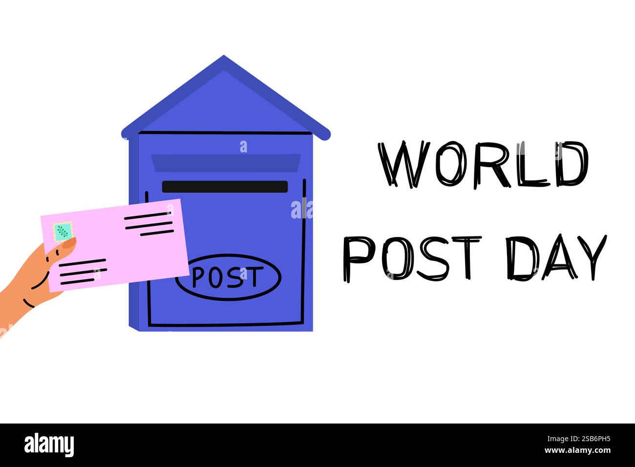 A hand is placing a letter into a vibrant mailbox while highlighting ...