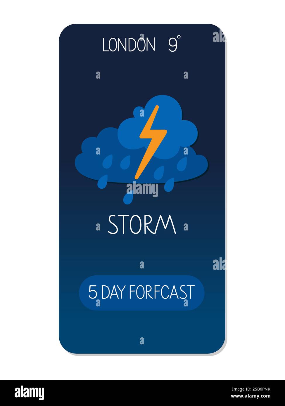 A storm is approaching London with rain and lightning indicated in the five-day weather forecast ...