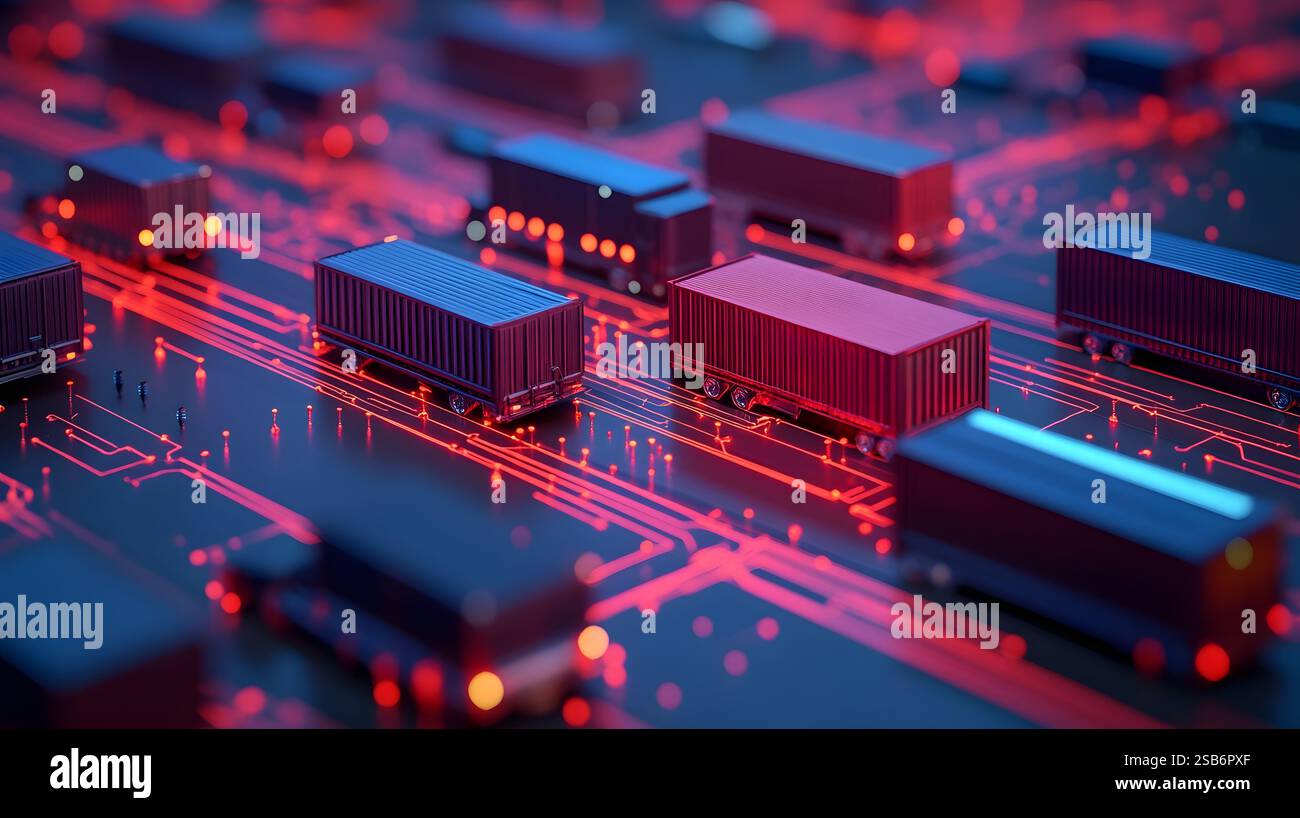 Overlapping transport routes,containers,and packages creating a ...