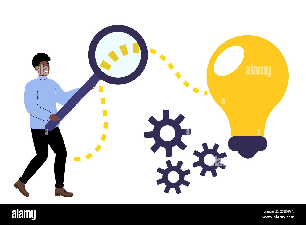 A person holds a magnifying glass, examining the connection between ...
