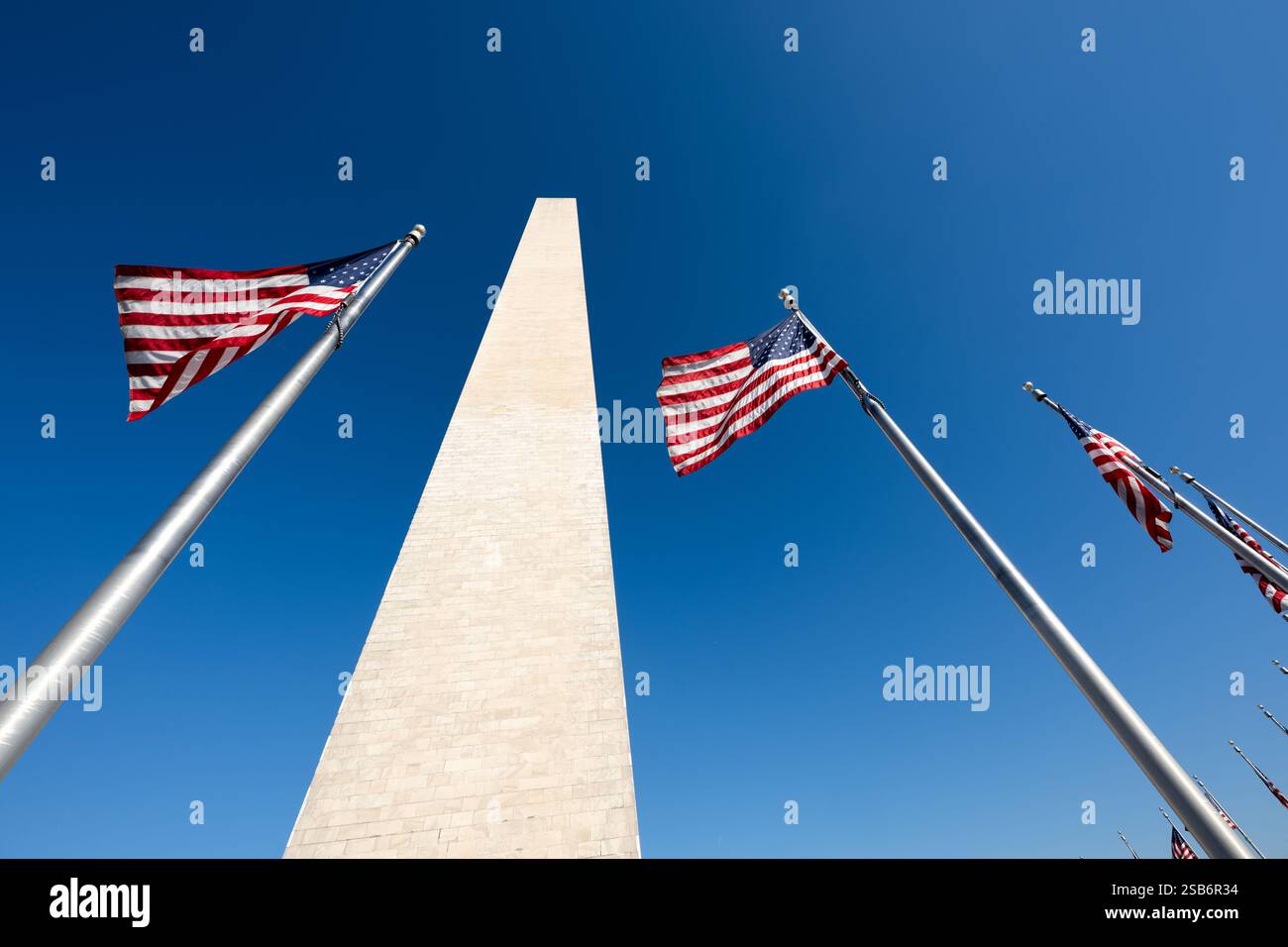 WASHINGTON DC — The Washington Monument stands against a clear blue sky ...
