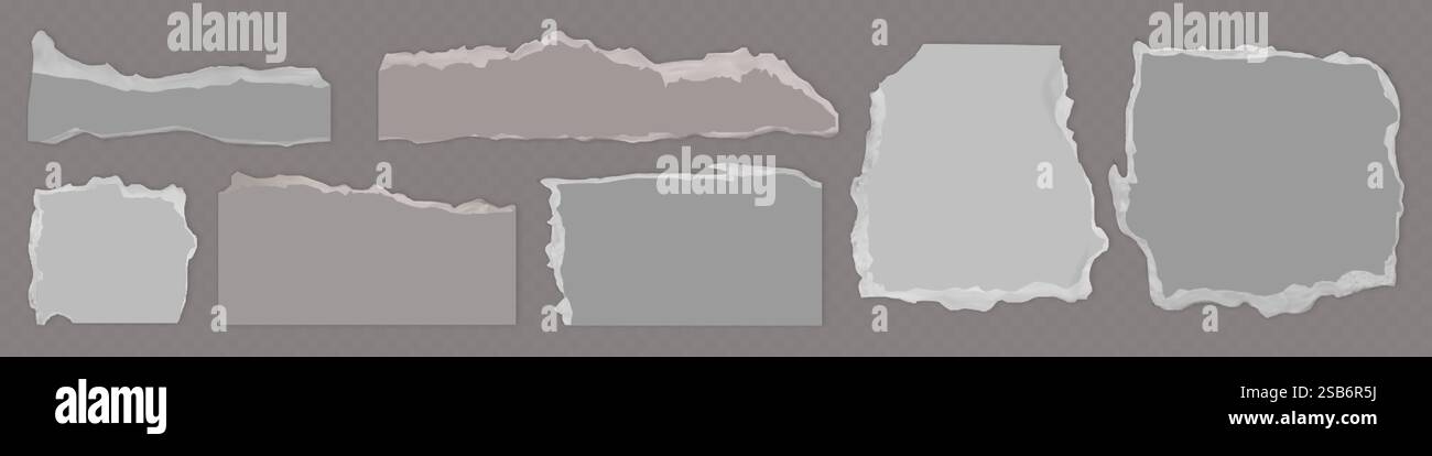 Paper cut pieces set with torn ragged edges, vintage ripped shapes ...