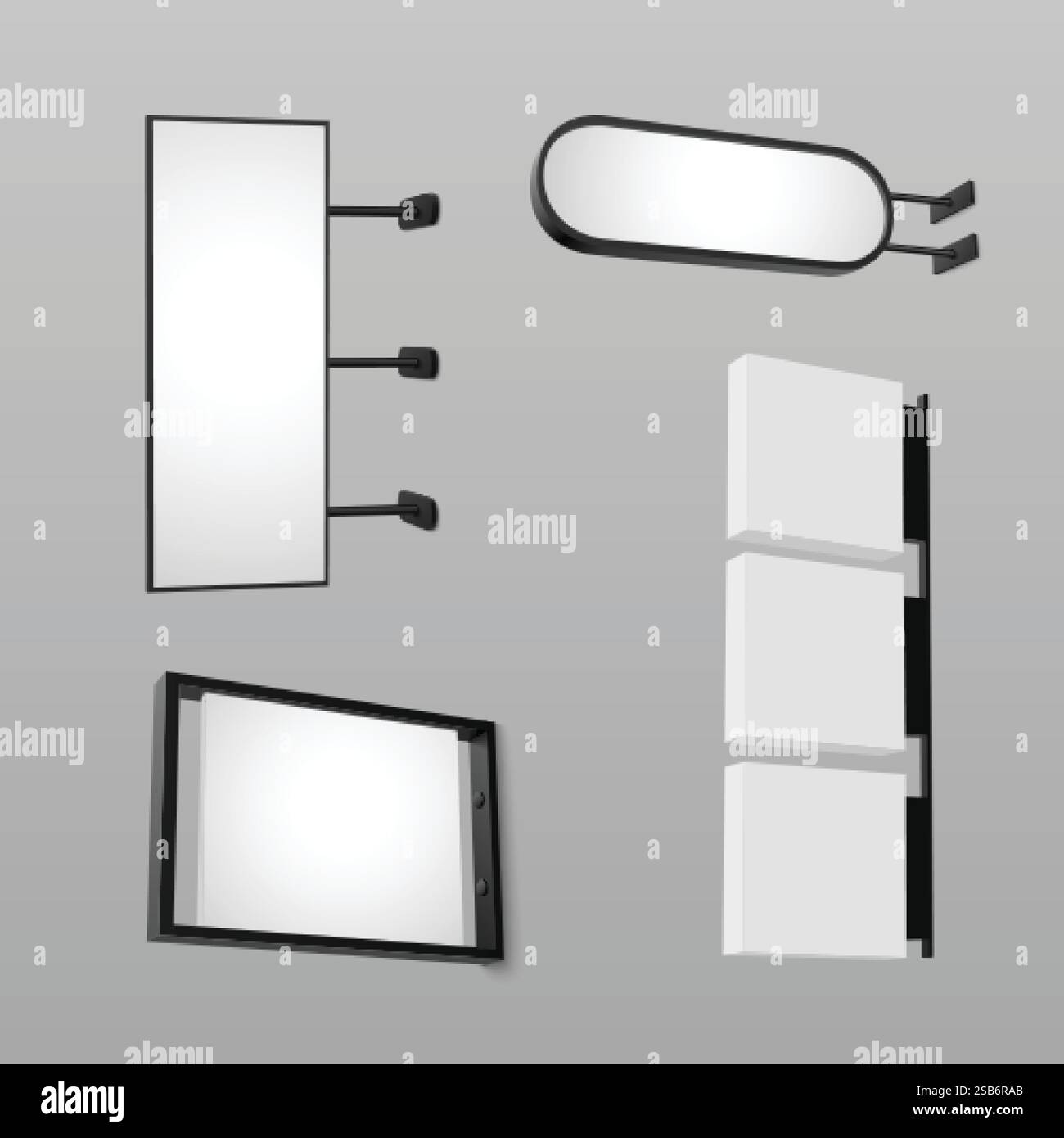 Signage mockup collection - wall mounted rectangular displays with ...