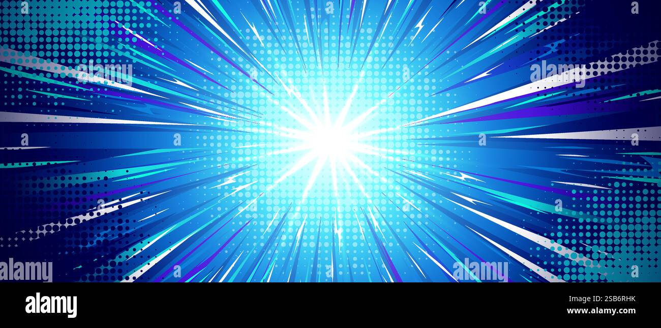 Anime style explosion background with bright comic burst effect ...