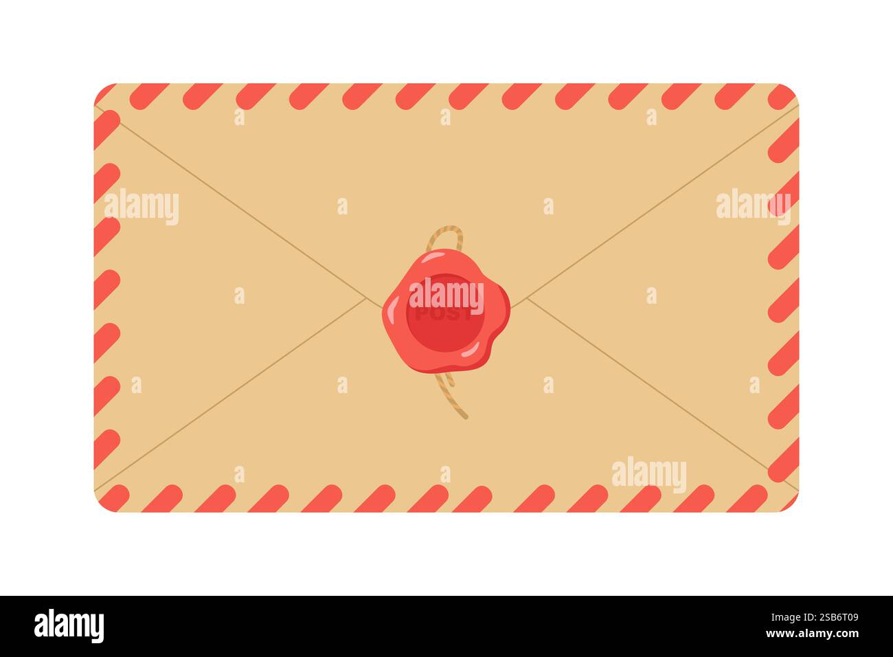 A vintage envelope featuring a red wax seal rests on a clean white ...
