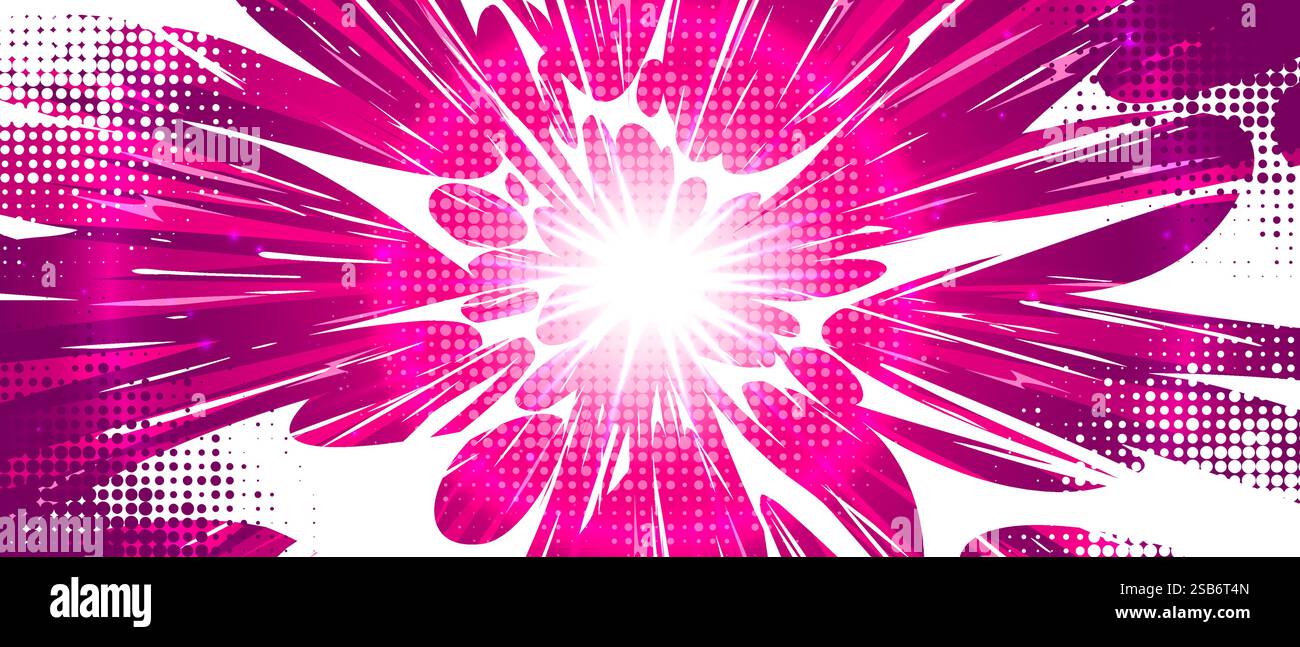 Anime explosion background in bright pink color with comic book dynamic ...