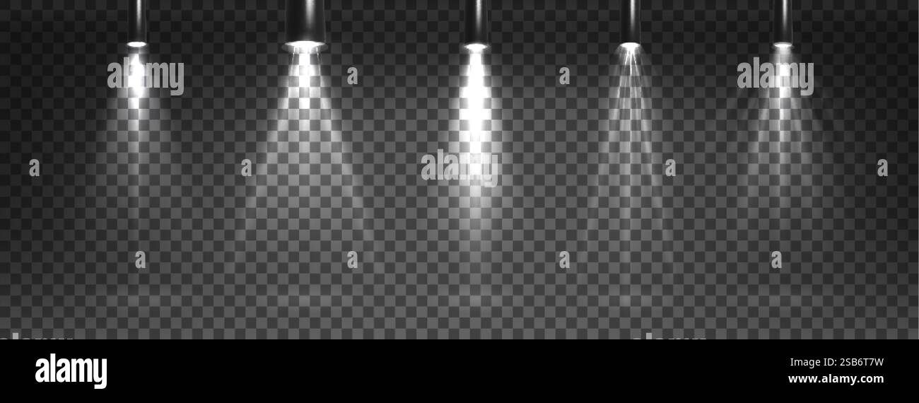 Spotlight beam set on transparent background - ceiling mounted ...