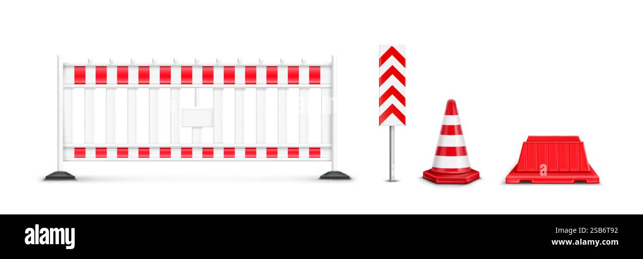Road safety signs set isolated on white. Vector realistic illustration ...