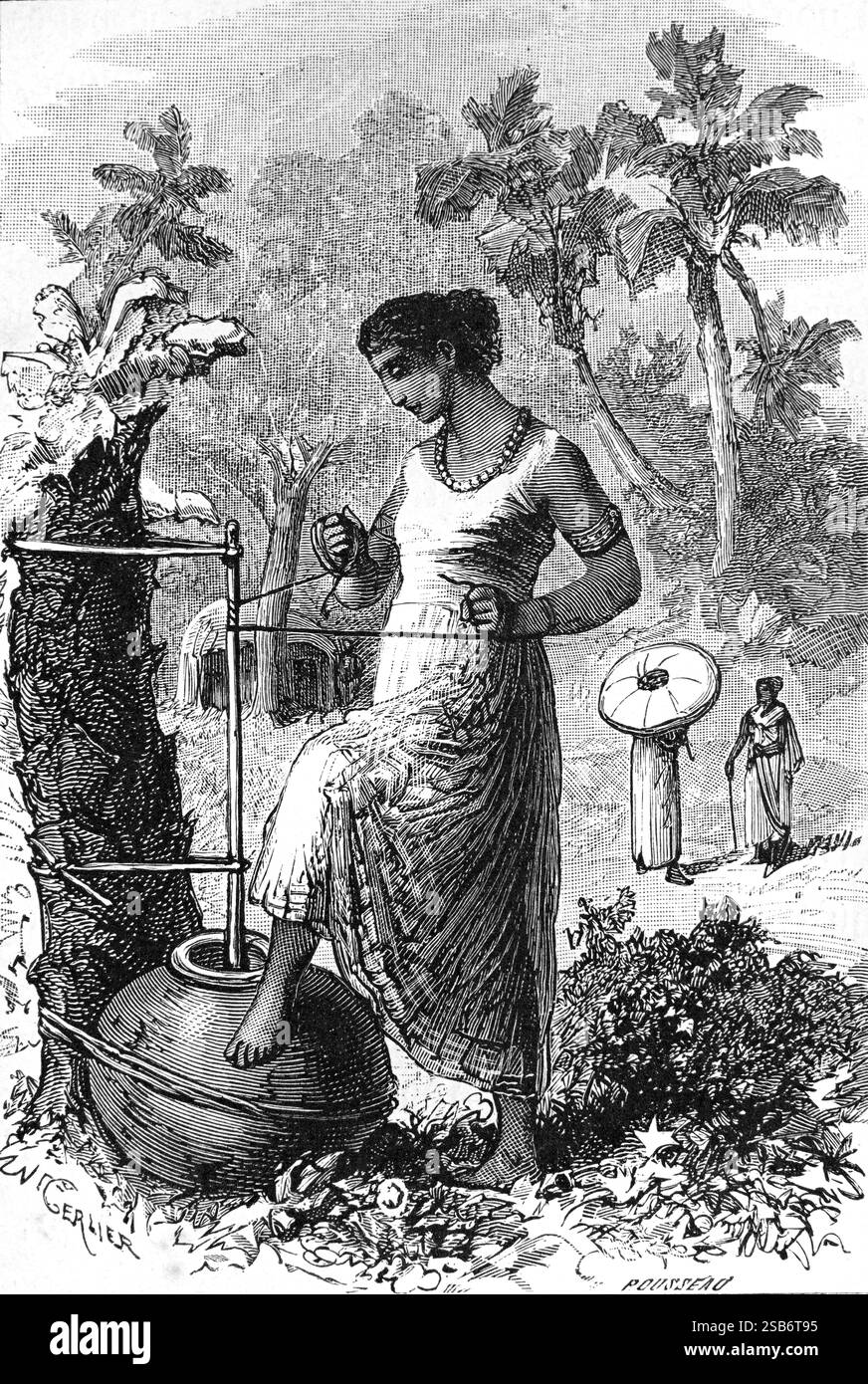 Indian Woman Beating or Churning Milk in Traditional Butter Churn to ...