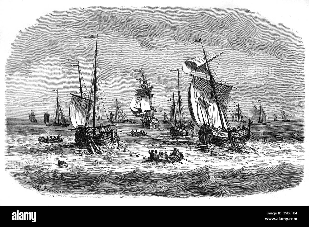 Dutch Fishing Boats Fishing for Herring in the North Sea off the Coast ...