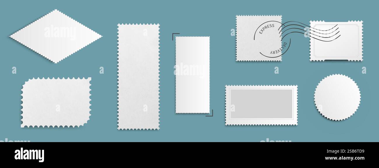 Postage stamp blank frame collection of various shapes - rectangular ...