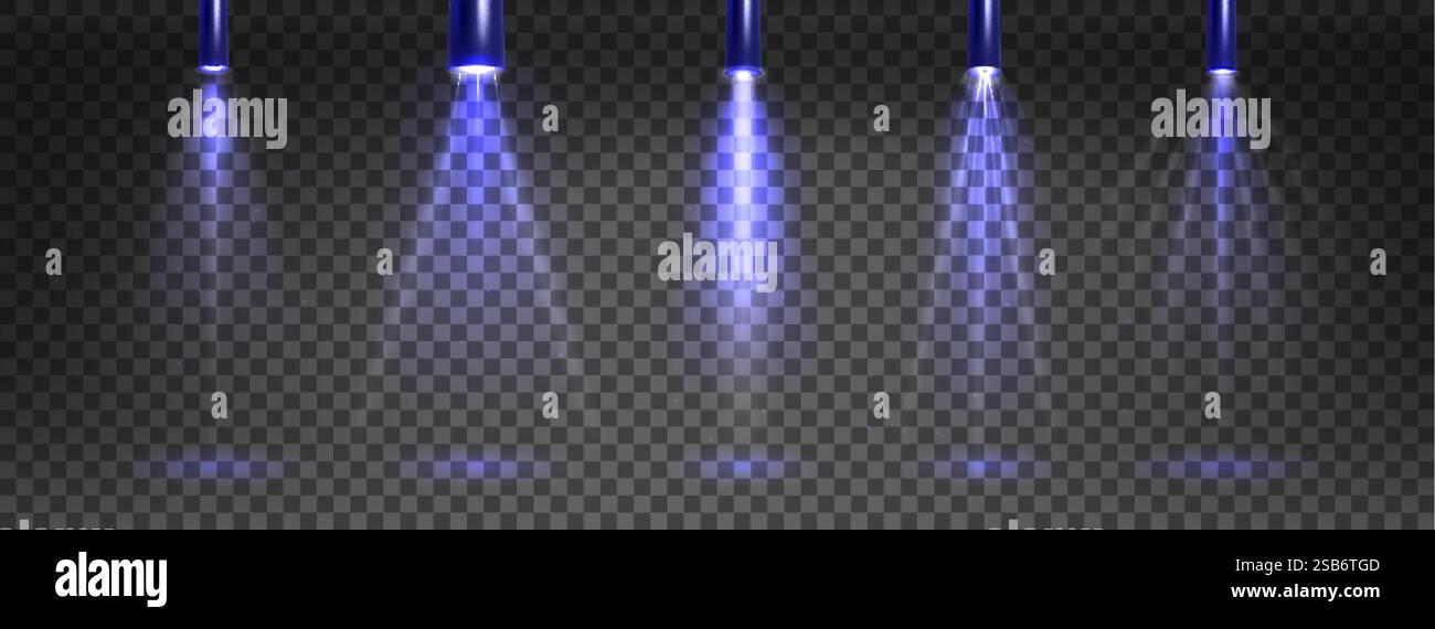 Spotlight beam with glitter collection - blue glow on transparent ...