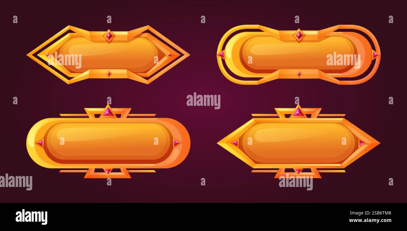 Game button magic collection - golden frames with ruby gem accents ...