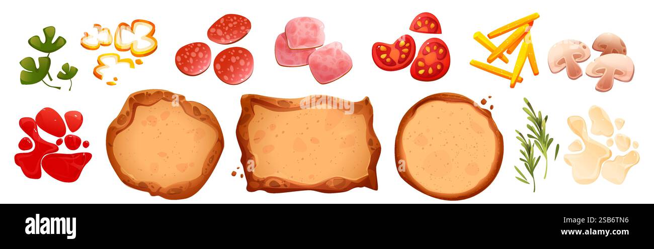 Pizza ingredients set isolated on white. Vector cartoon illustration of ...