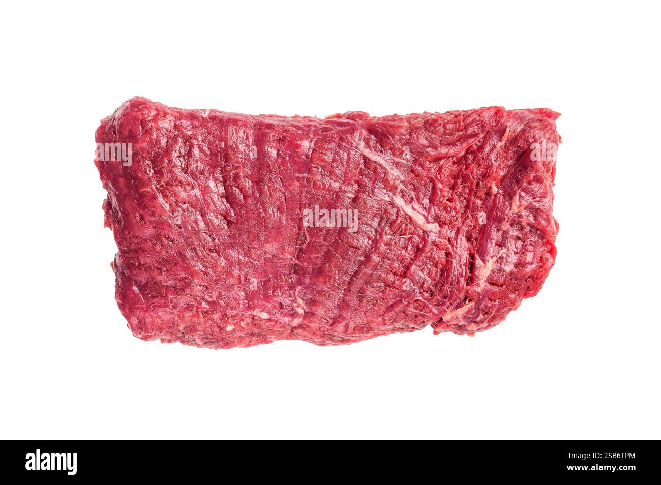 Raw flank steak, beef meat ready for BBQ isolated on white background. top view Stock Photo - Alamy