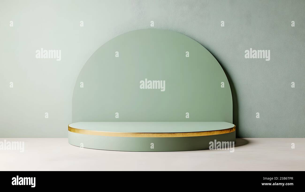 Sleek Arched 3D Green Platform with Floating Gold Accents for ...