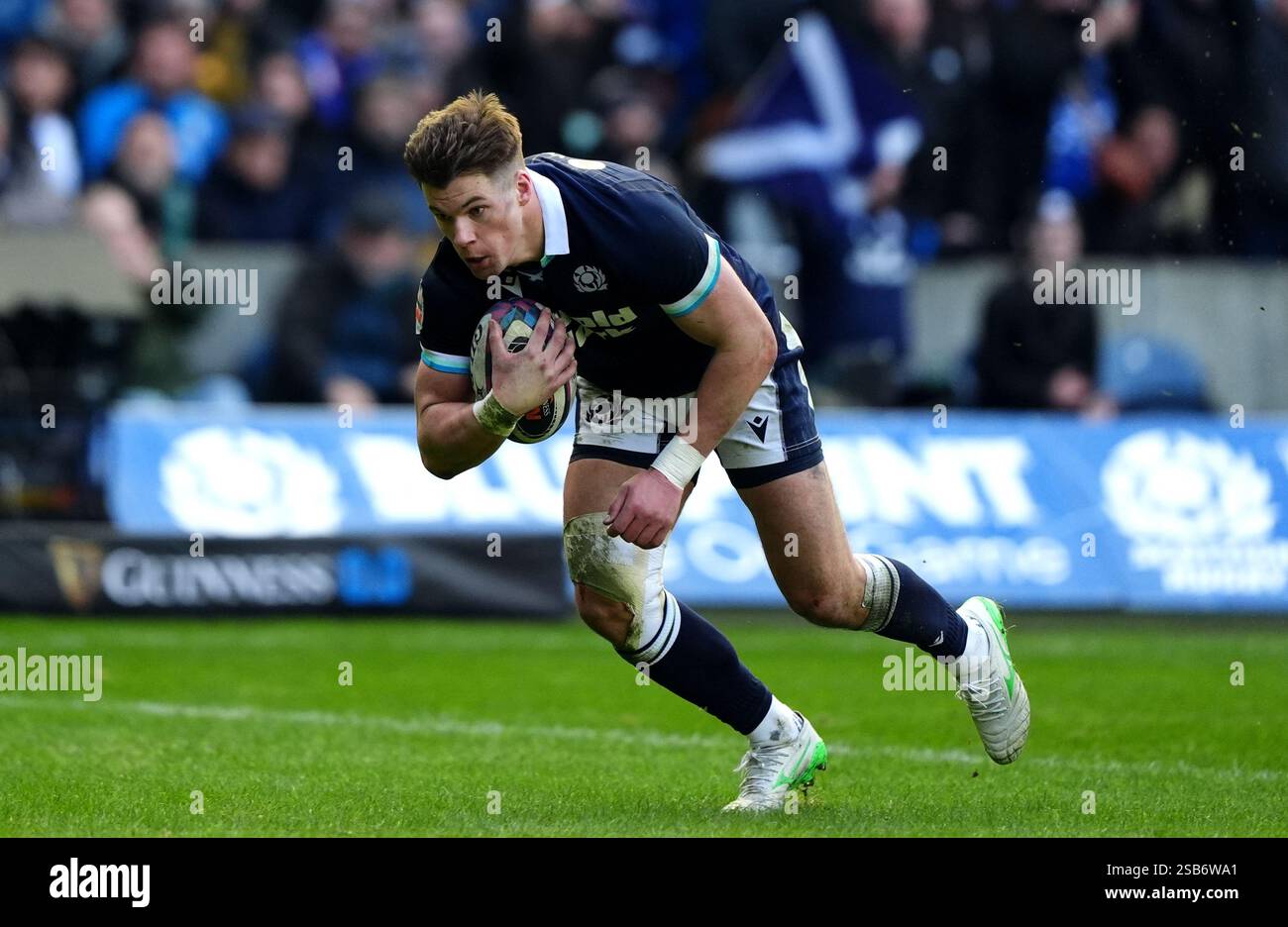 Scotland's Huw Jones scoring his second try during the Guinness Six ...