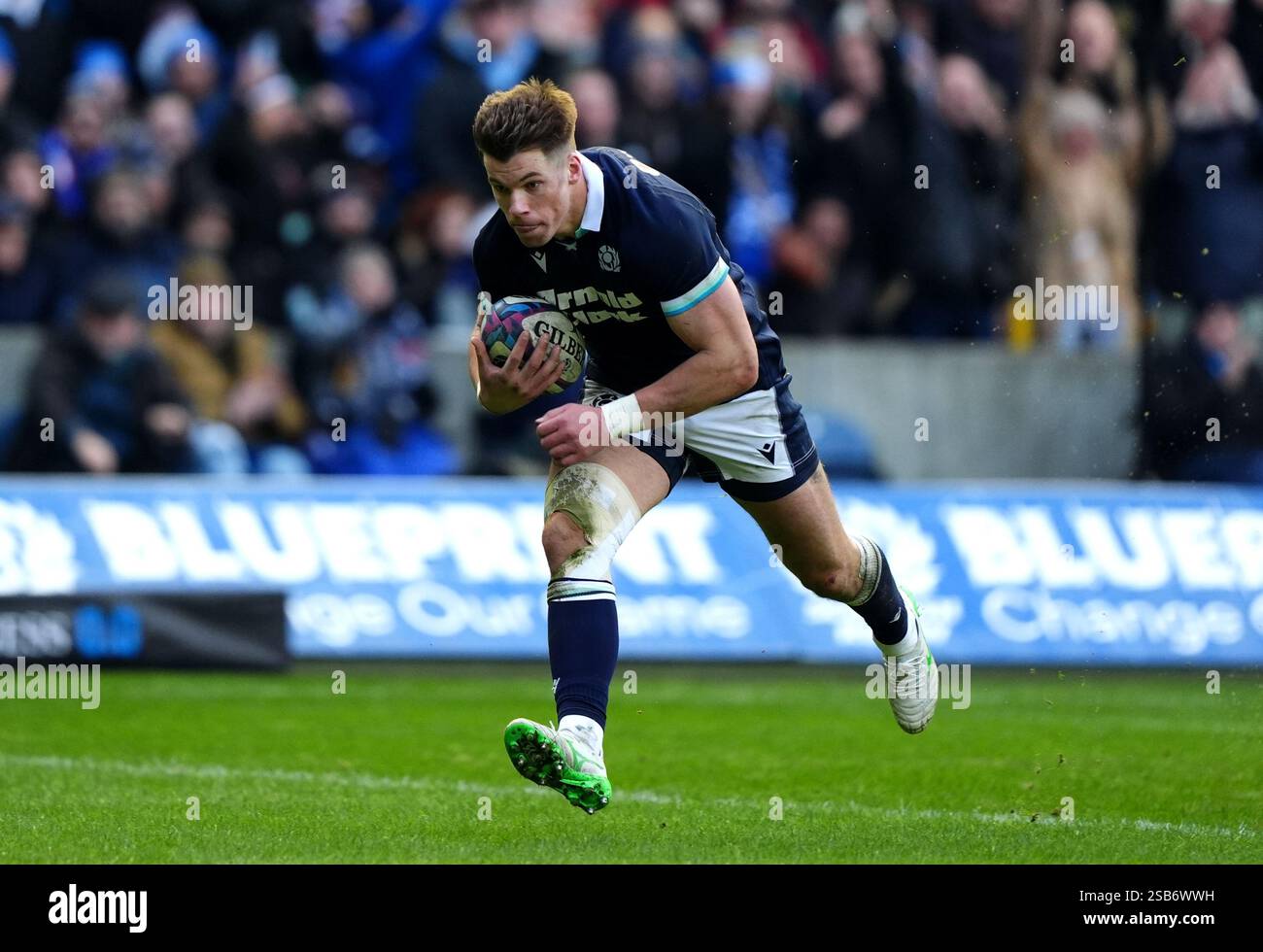 Scotland's Huw Jones scoring his second try during the Guinness Six ...