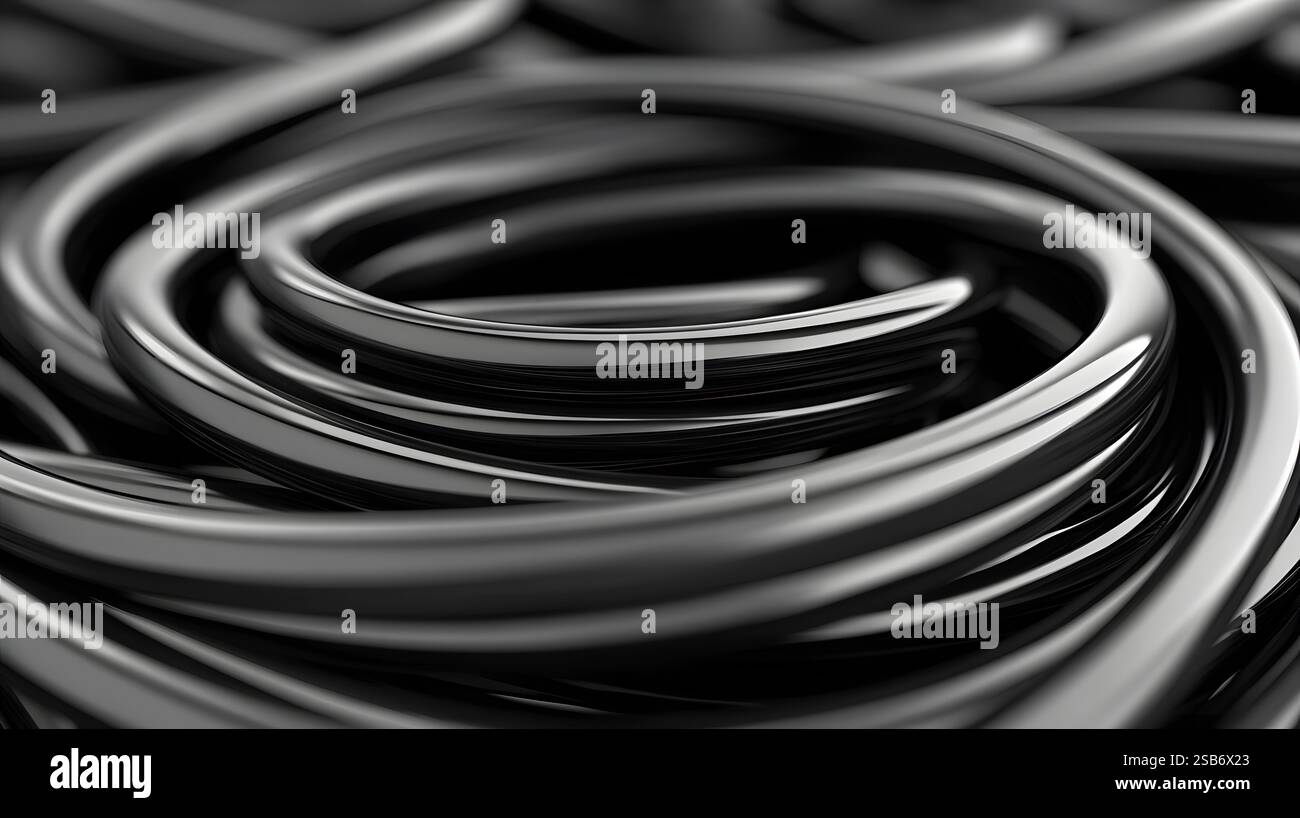 Interlocking metallic rings in a sleek,modern black and white ...