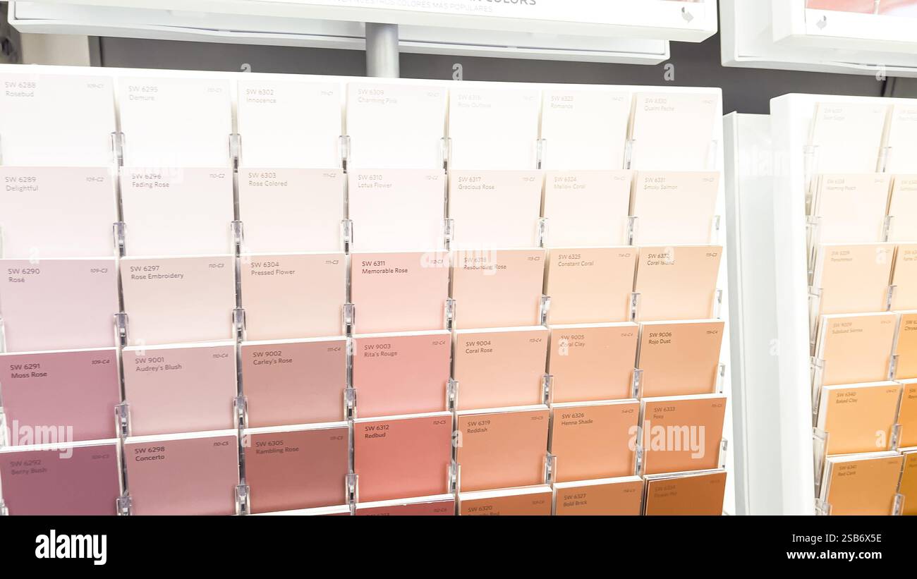 Colorful Paint Swatch Display in Home Improvement Store Stock Photo - Alamy