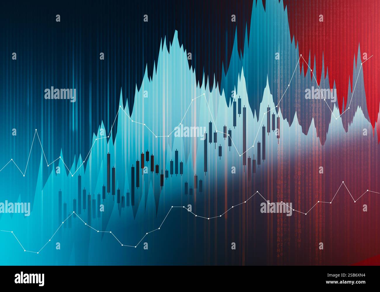 Abstract business chart with fluctuated line graph chart. Illustration ...