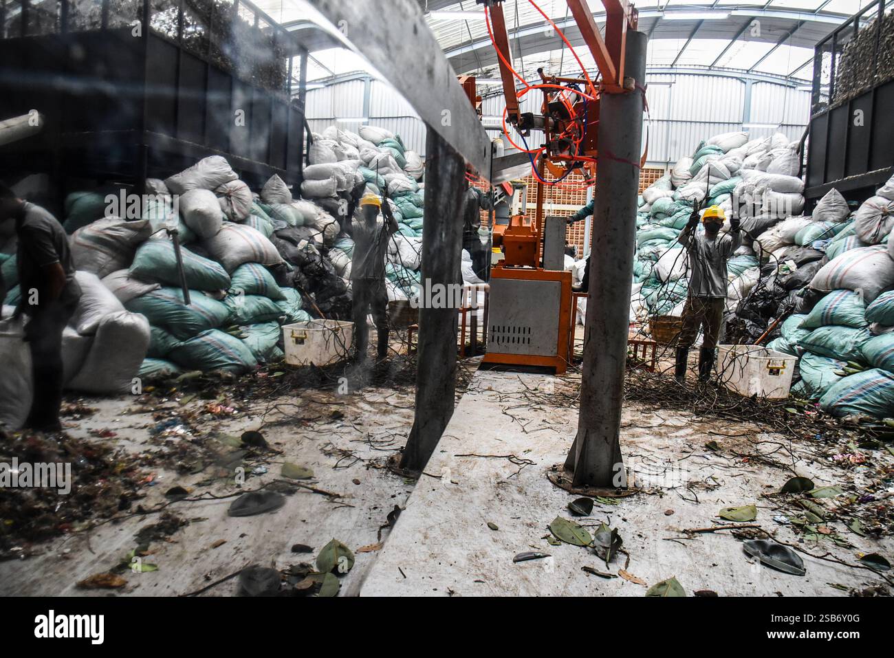 Bandung, West Java, Indonesia. 1st Feb, 2025. Workers process waste at ...