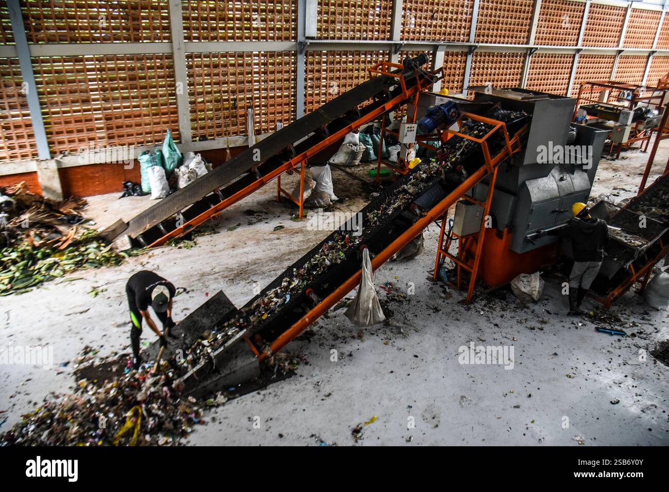 Bandung, West Java, Indonesia. 1st Feb, 2025. Workers process waste at ...