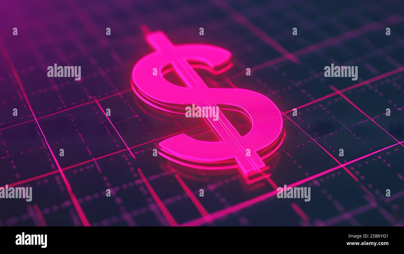 Glowing Dollar Symbol Displayed on a Clean and Modern Workspace ...