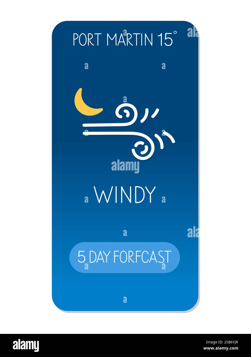The forecast shows windy weather in Port Martin with a temperature of ...