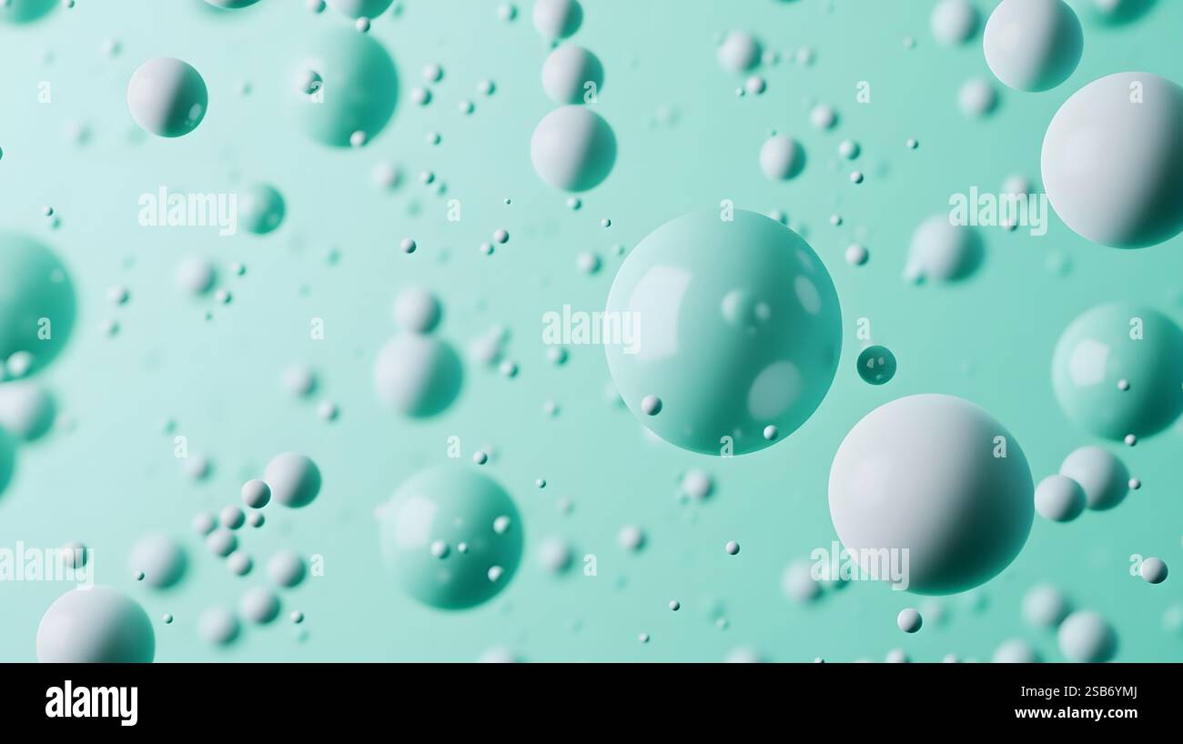 backdrop of floating 3D mint green bubbles in an abstract,minimalist ...