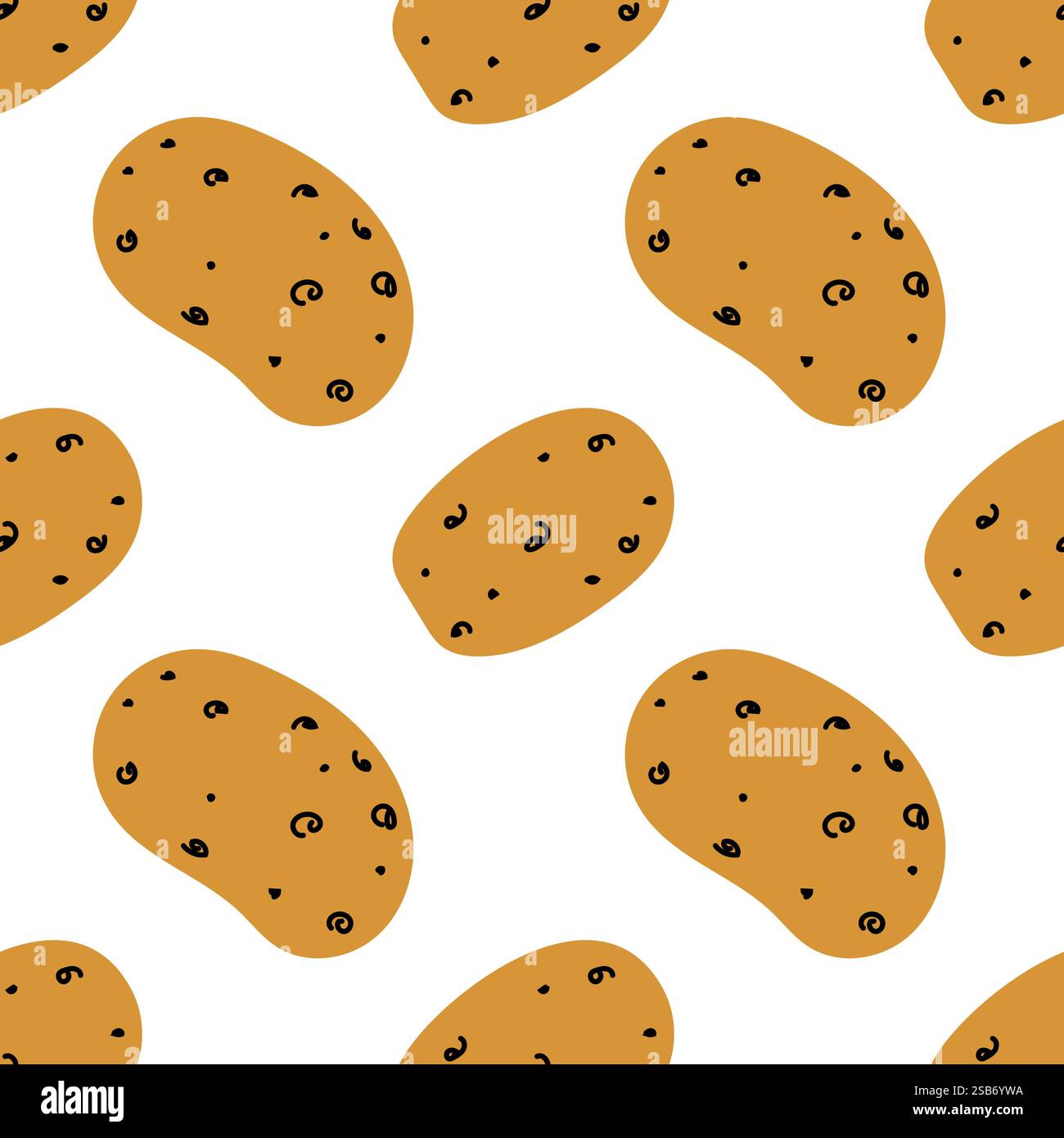 A playful design features cartoon-style potatoes scattered across a ...