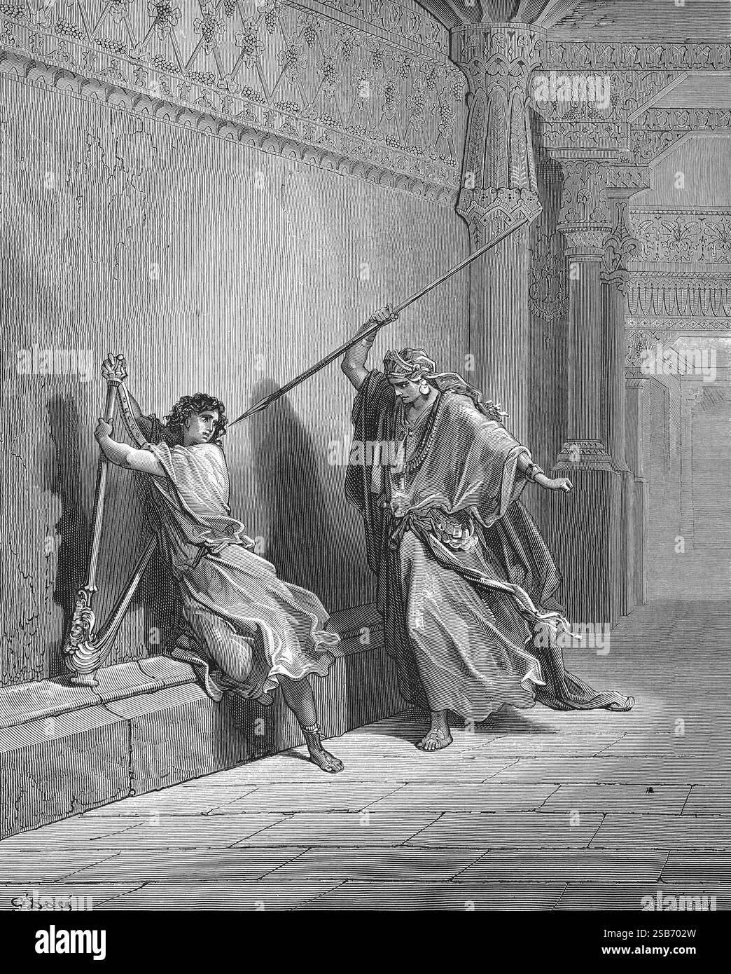 Saul attempts to kill David. 1 Samuel 18:11-12 Stock Photo - Alamy