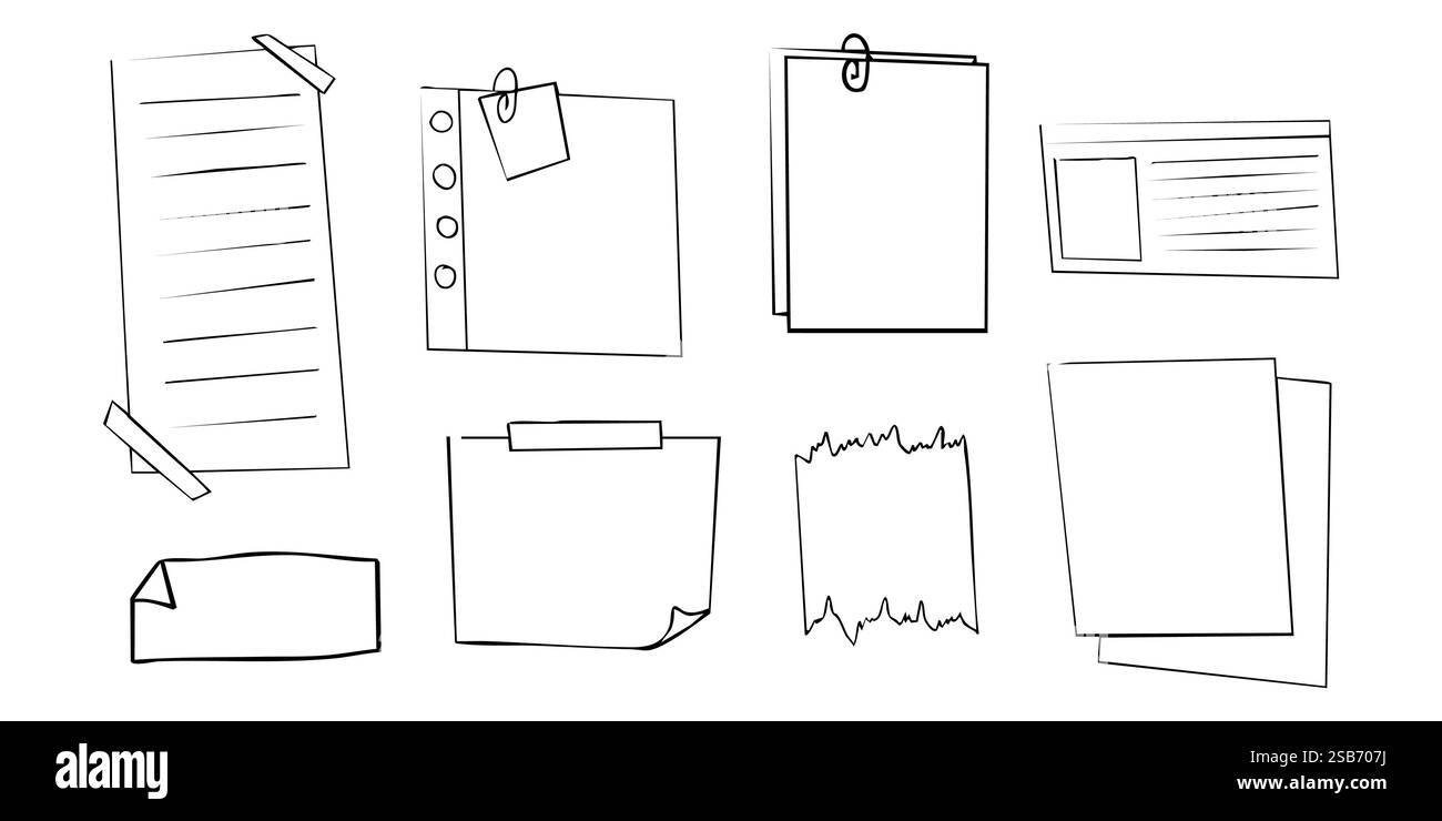 Memo sticky note reminder sheet paper. Doodle paper frame, check list ...