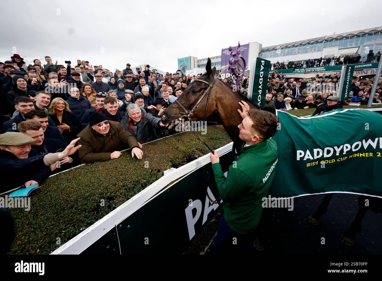 Galopin Des Champs interacts with the crowd after winning the Paddy Power Irish Gold Cup Chase ...