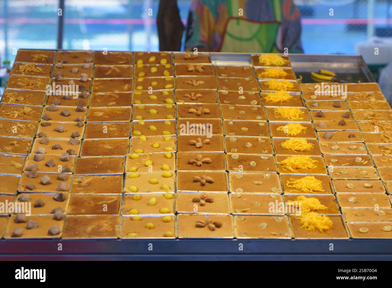 display of Thai traditional custard dessert, known as 'Khanom Mo Kaeng ...