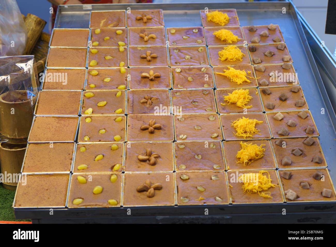 display of Thai traditional custard dessert, known as 'Khanom Mo Kaeng ...