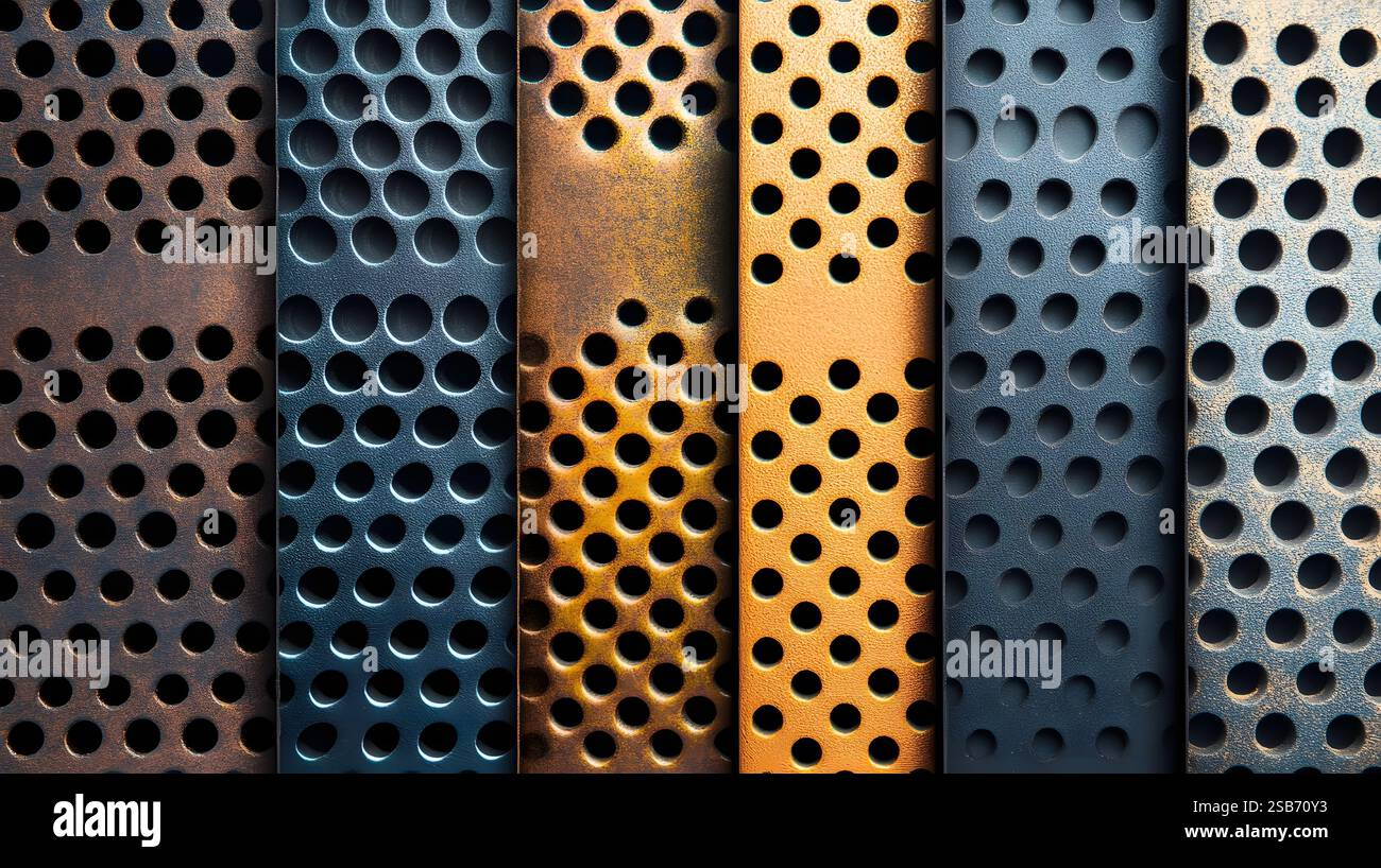 Layered metallic textures in geometric patterns creating an abstract ...