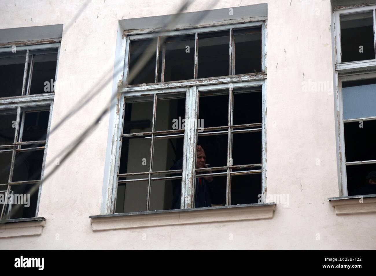 Broken glass from windows in the courtyard of the Bristol Hotel on ...
