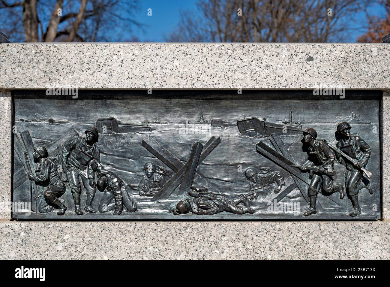 WASHINGTON DC — The Normandy Beach Landing bronze bas-relief at the ...