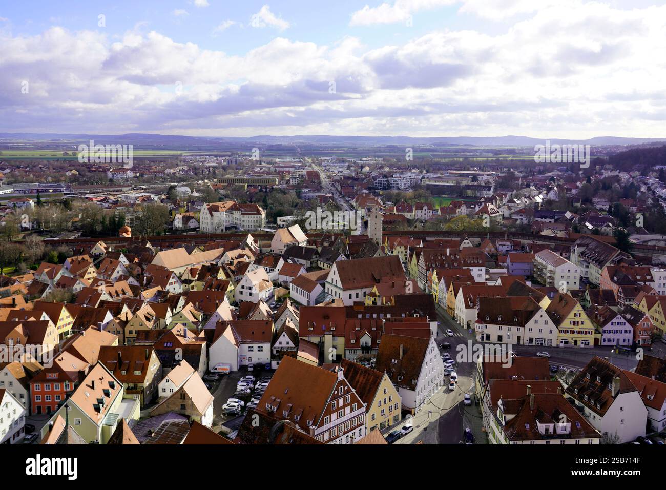 Aerial view of medieval town in southern Germany in winter Stock Photo ...