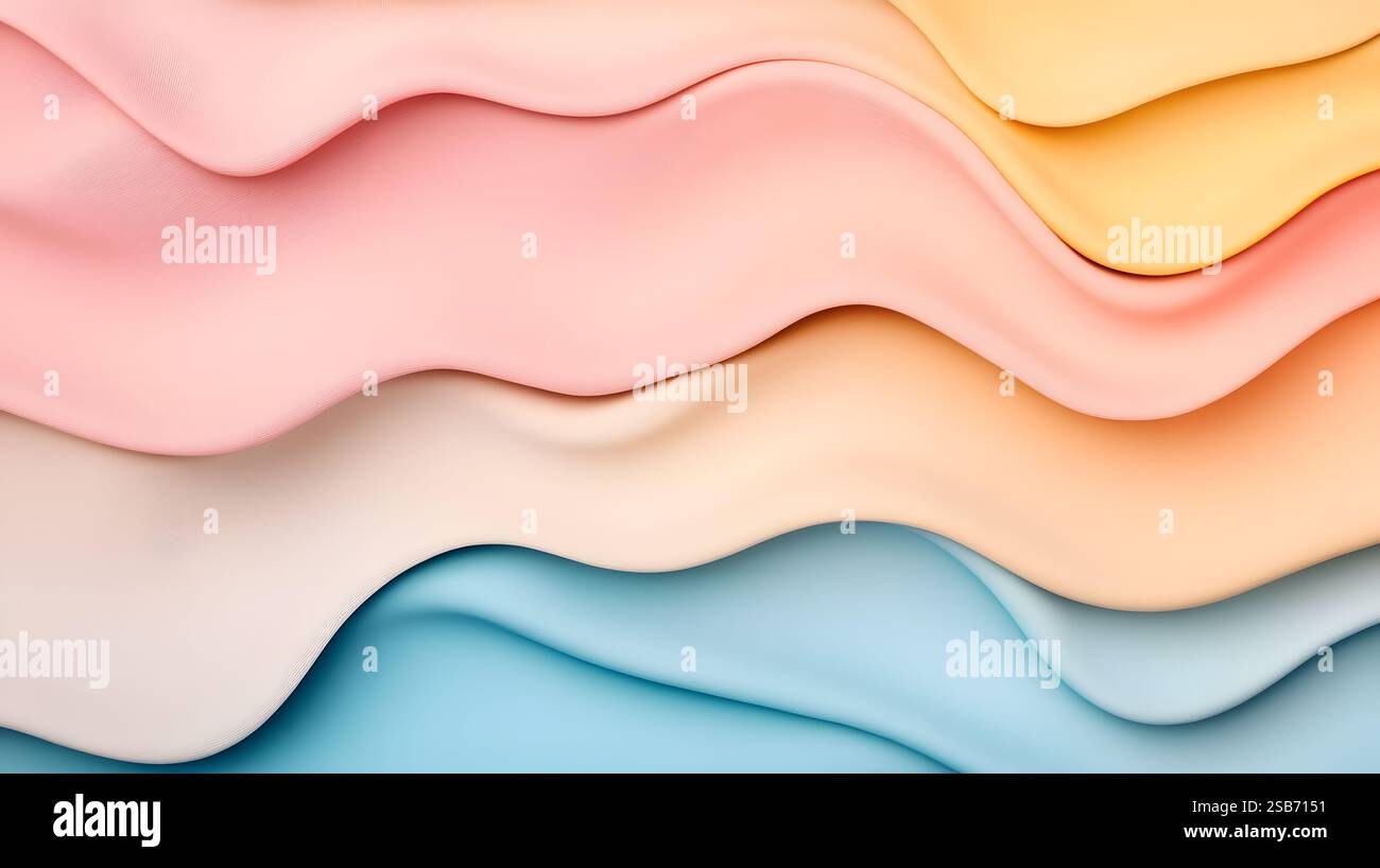 Smooth Abstract Pastel Gradients Layered In Fluid Organic Curves That Create A Calming Soothing