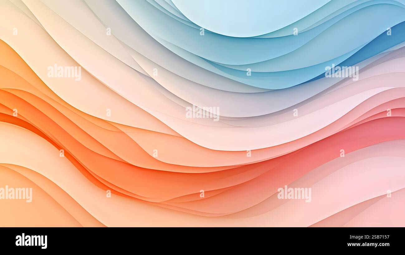Smooth and fluid abstract composition featuring layered pastel gradients and curved shapes ...