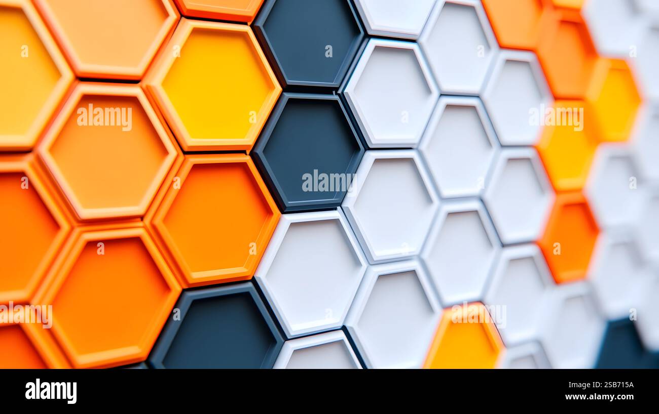 Vibrant abstract honeycomb patterns with contrasting orange and gray ...