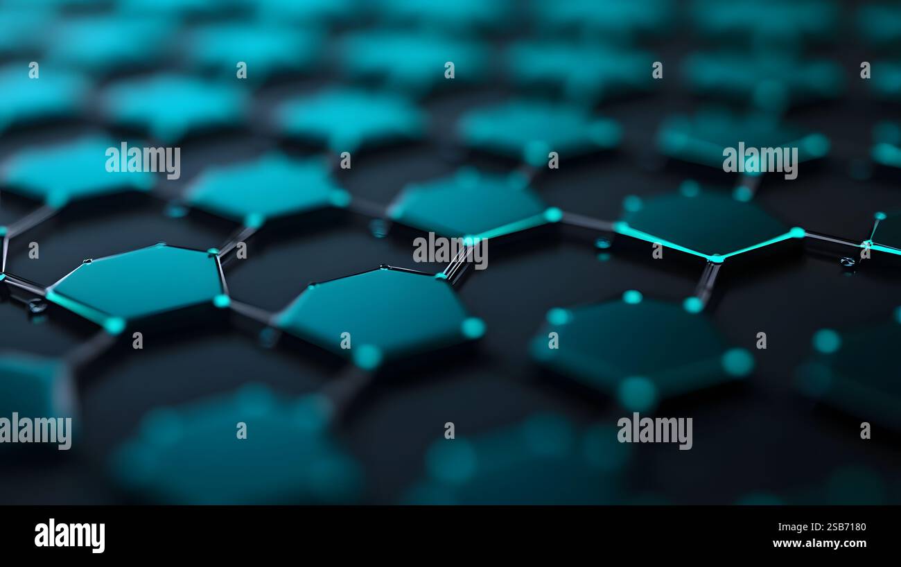 Stunning digital background with a complex,interconnected hexagonal grid pattern in shades of ...