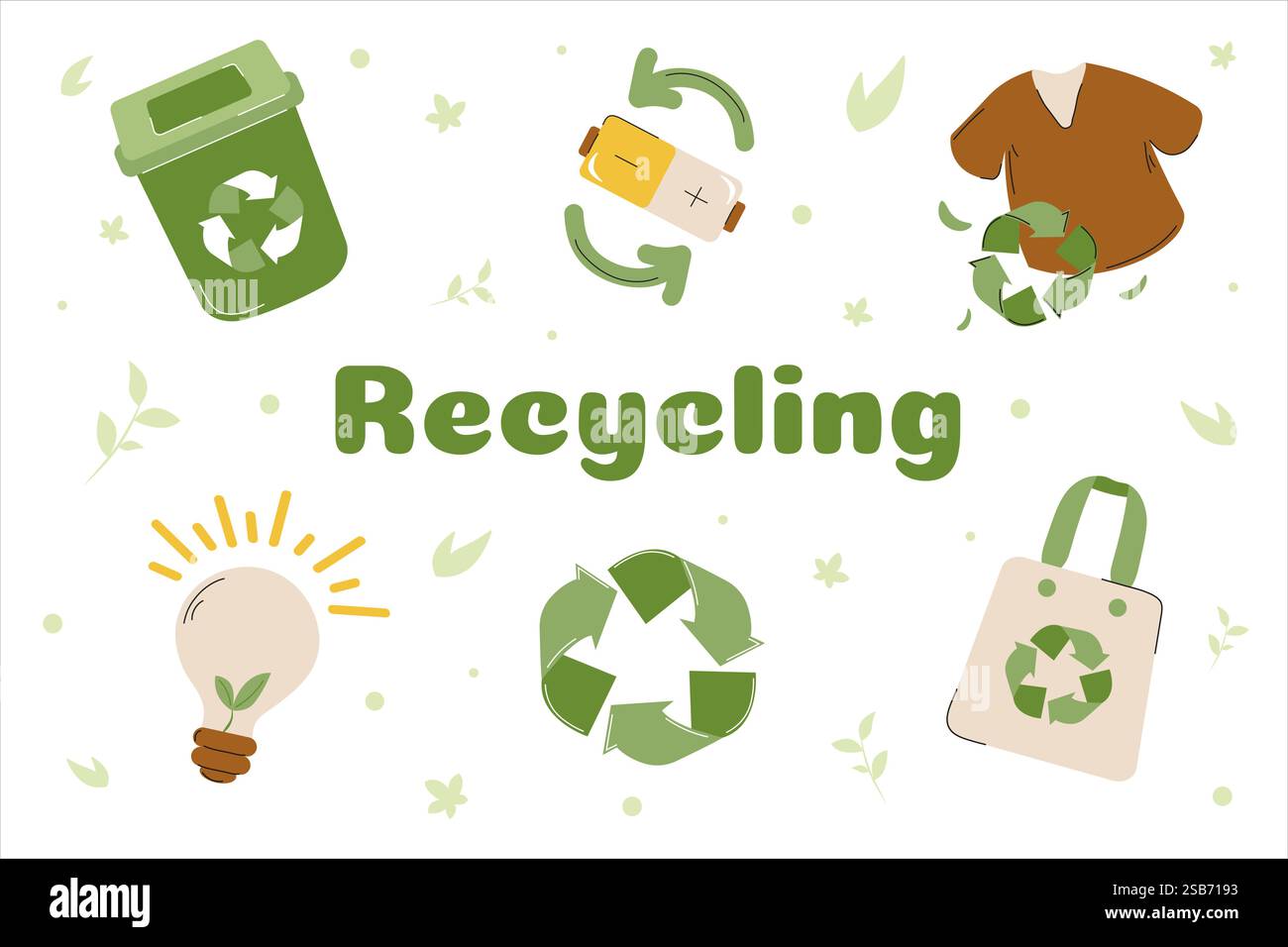 Various recycling symbols and items are creatively arranged, highlighting the significance of ...
