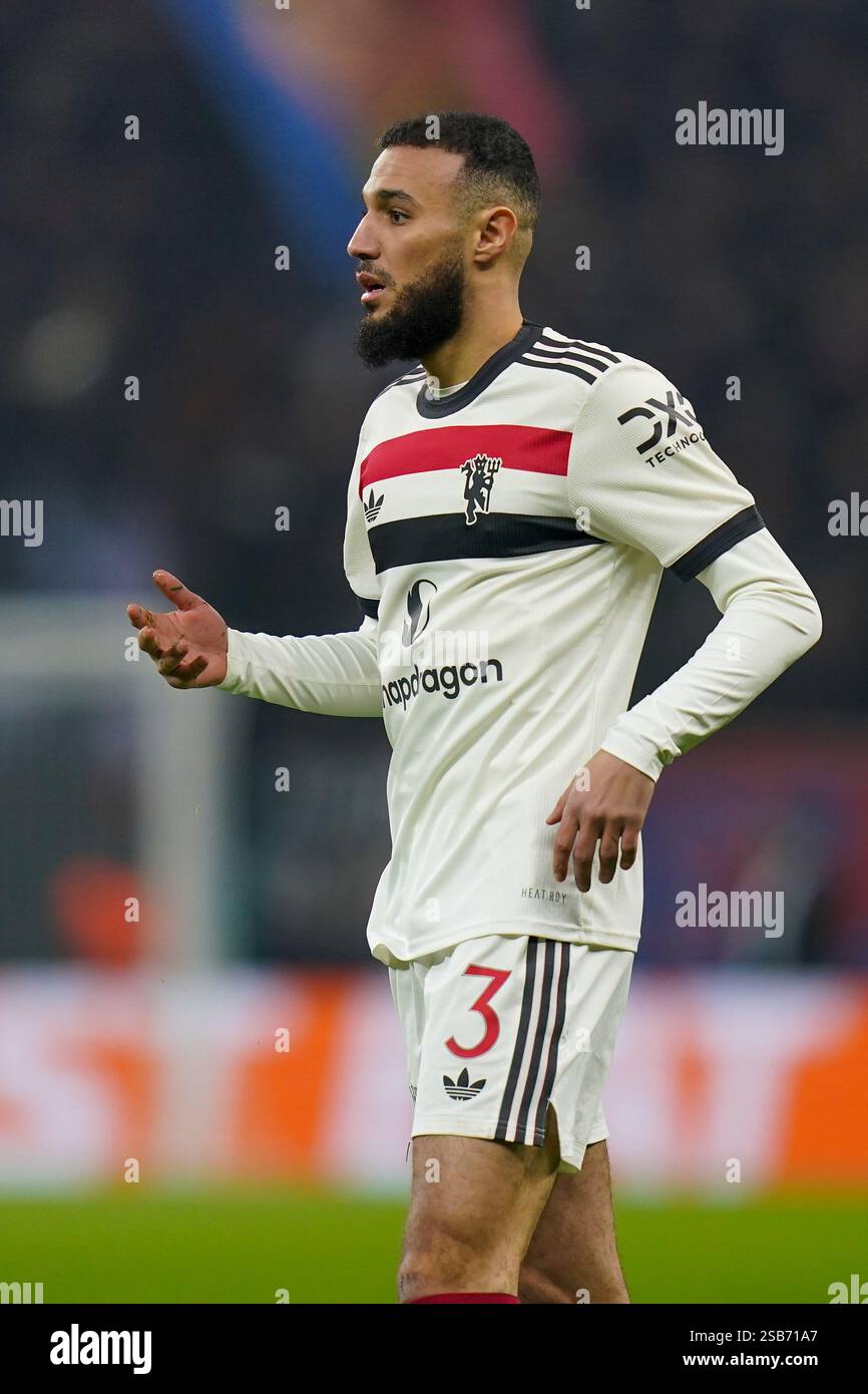 Bucharest, Romania. 30th Jan, 2025. Manchester United defender Noussair ...