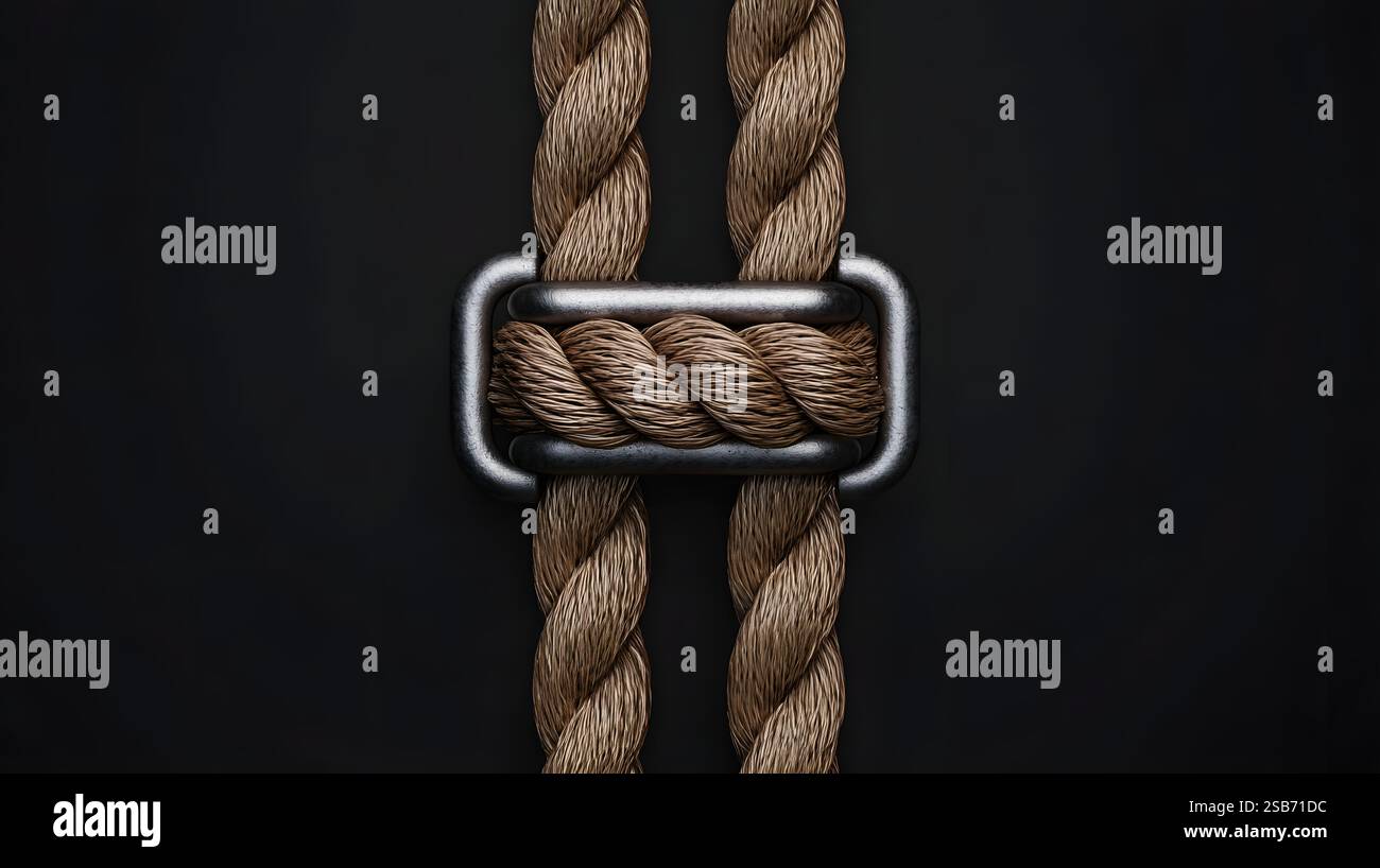 Coiled rope with a metallic clasp,showcasing a functional and aesthetic ...