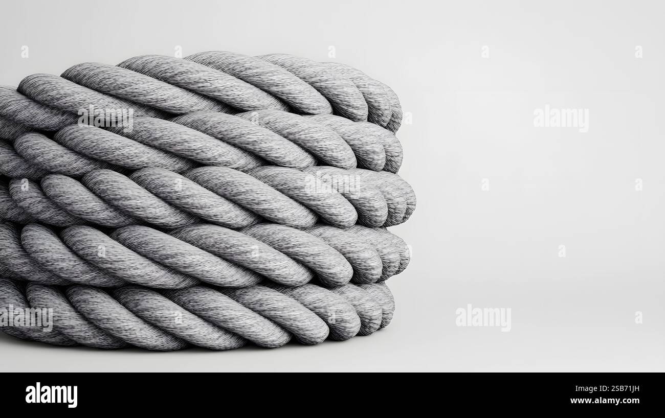 Coiled metallic rope with a sleek,functional clasp in a minimalist ...