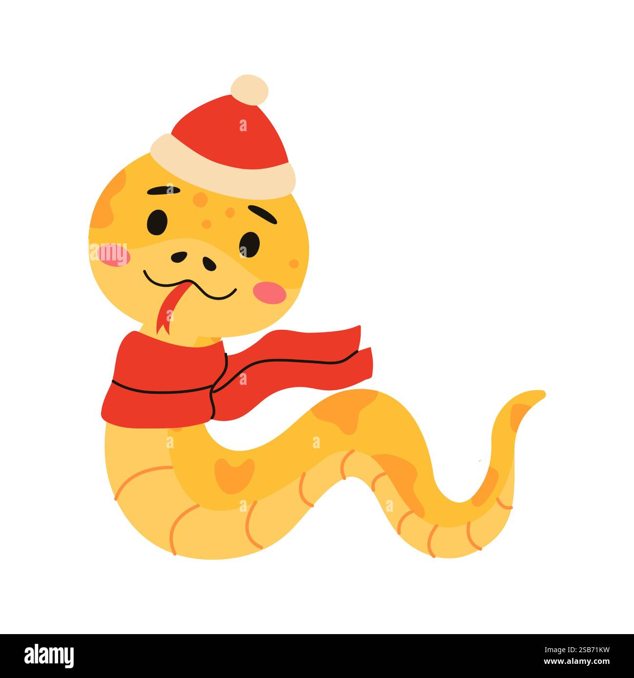 cartoon cute snakes isolated on white background. Little child snake ...